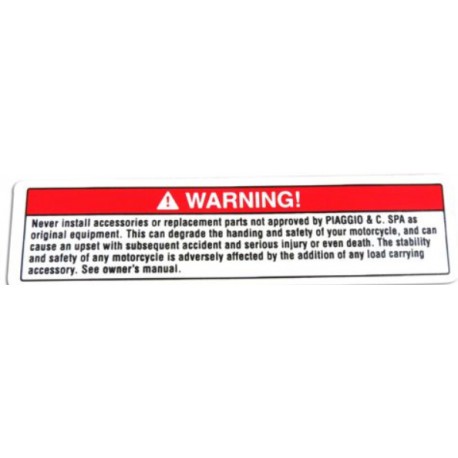 Sticker Warning Vespa GTV 300 - Ves-Parts.com - Vespa Accessoires ...